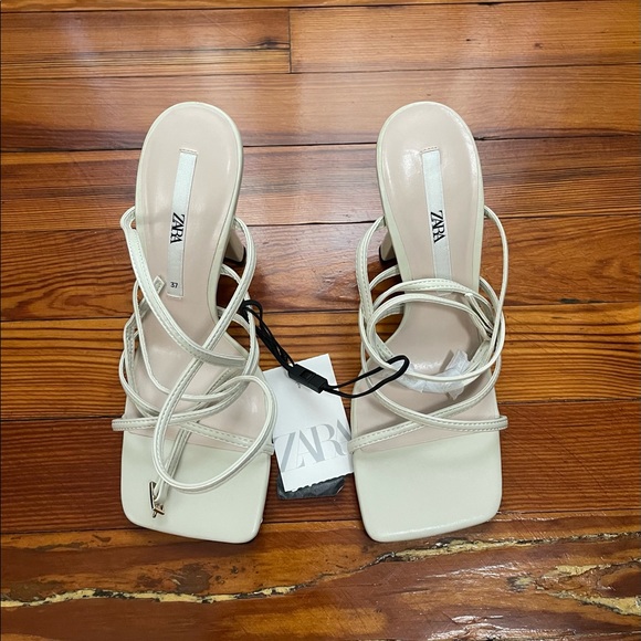Zara | Shoes | Zara Square Toe Strapy Heals | Poshmark